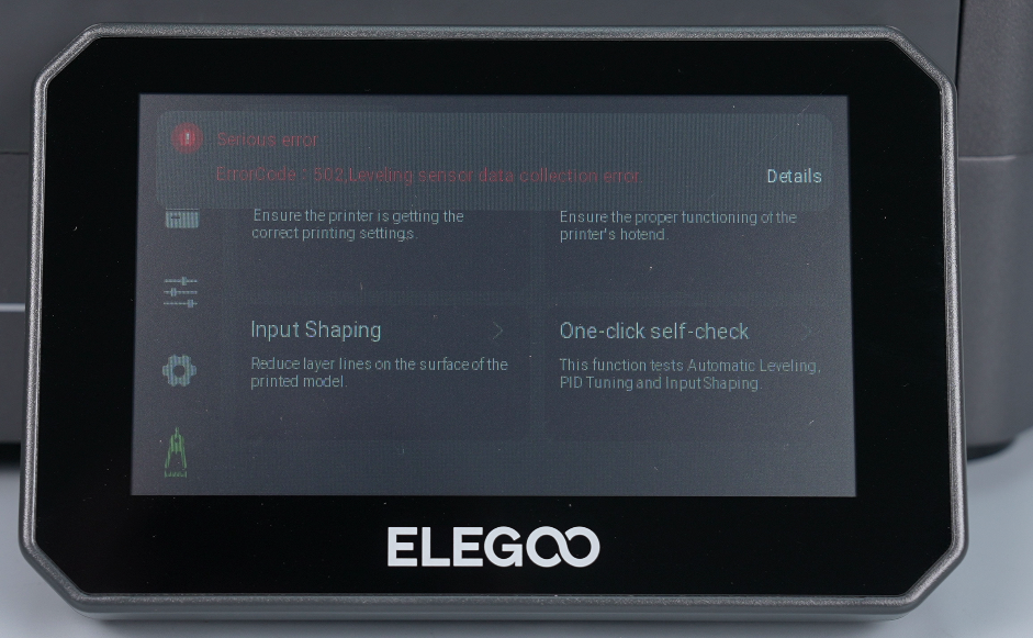 Error 502: Leveling sensor data collection error | ELEGOO WIKI